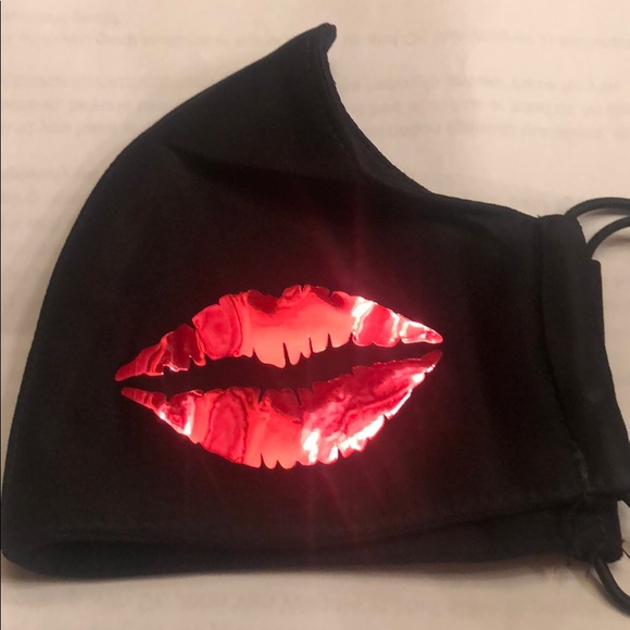 JustForYou | Accessories | Red Lips Sexy Black Face Mask Double Layered ...
